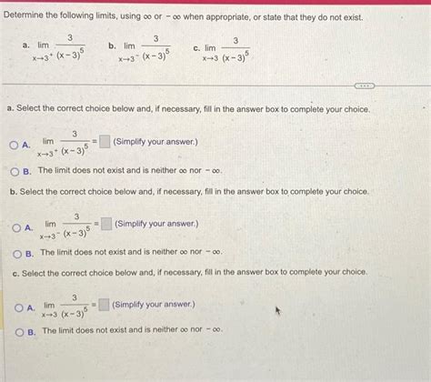 Solved Determine The Following Limits Using Or When Chegg
