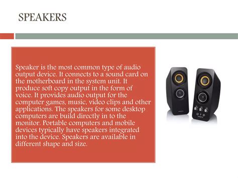 Audio Input Output Devices PPTX Computer Peripherals Computing