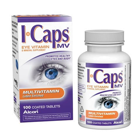 Alcon Icaps Multivitamin Eye Vitamin Mineral Support Coated Tablets 100 Tablet