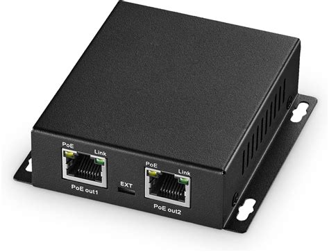 PoE Extender, 1 PoE in 2 PoE Out, IEEE802.3af/at PoE Powered, 10 ...