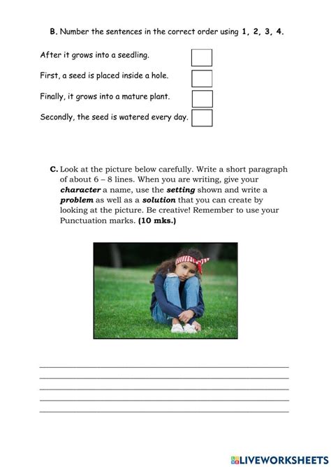 Creative Writing Diagnostic Test Online Exercise For Live Worksheets