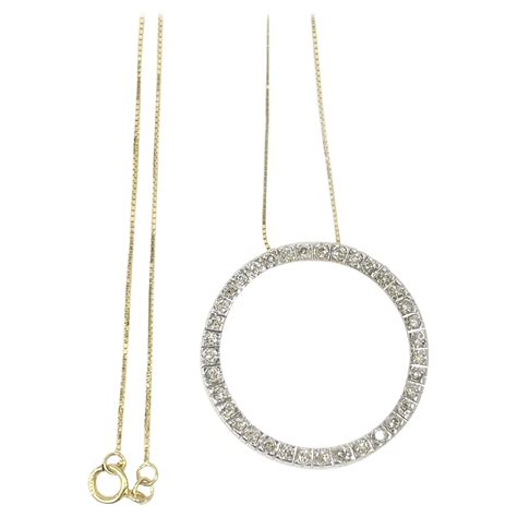 Yellow Gold Diamond Eternity Circle Pendant Necklace For Sale At 1stdibs
