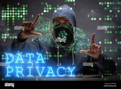Data Privacy Concept With Hacker Stealing Personal Information Stock