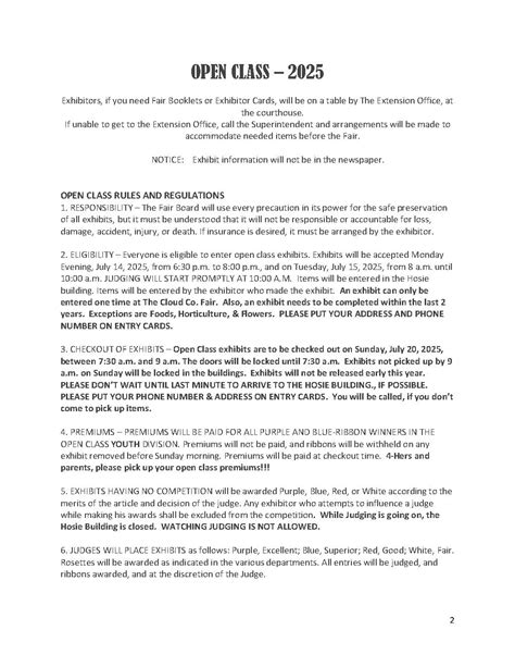 Open Class Rules And Regs