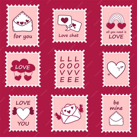 Premium Vector Stamps And Postcards For Lovers For Letters Greetings