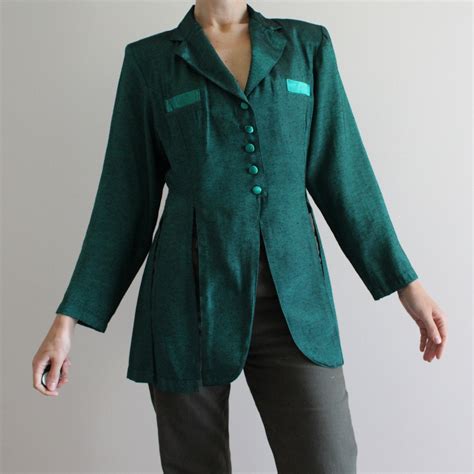 Forest Green Jacket Womens Emerald Green Blazer Satin Jacket Forest