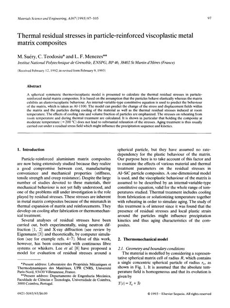 Pdf Thermal Residual Stresses In Plastic Reinforced Viscoplastic