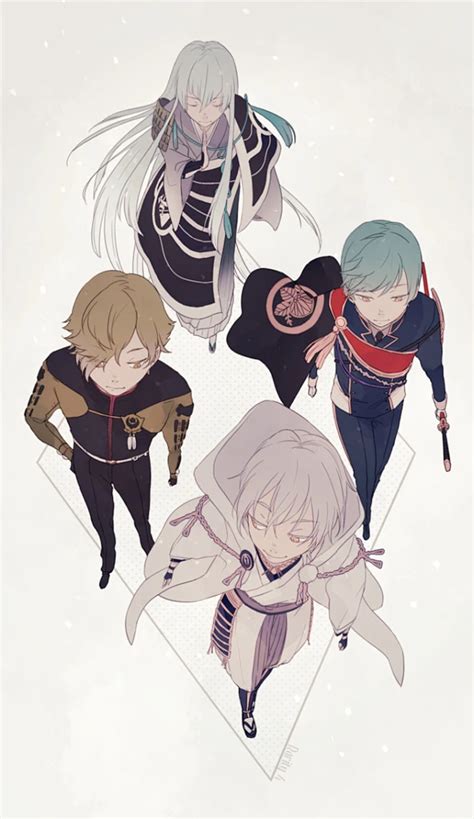 「pid50385565」刀剣ログ「画师：大石」「鹤丸国永 莺丸 一期一振 江雪左文字」「刀剑乱舞」 Pixiv 二次元 动漫 插画 「注未向画师授权图侵删 花瓣网