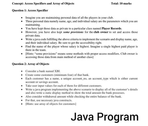 Solved Concept Access Specifiers And Array Of Objects Total 10