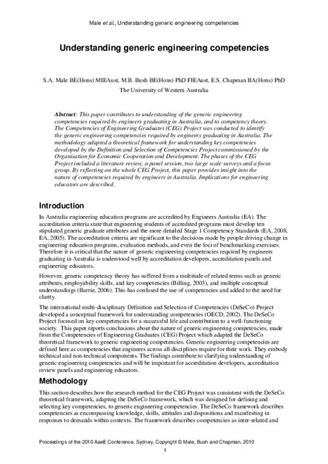 Pdf Understanding Generic Engineering Competencies