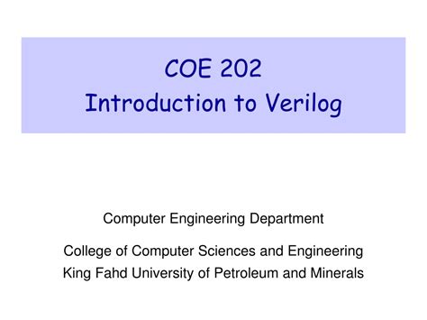 ppt coe 202 introduction to verilog powerpoint presentation free download id 9735271
