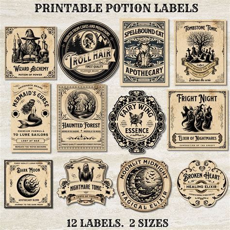 Potion Labels Digital Potion Labels Printable Wizard Potion Labels