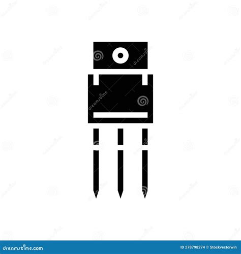 Transistor Electronic Component Glyph Icon Vector Illustration Stock Vector Illustration Of