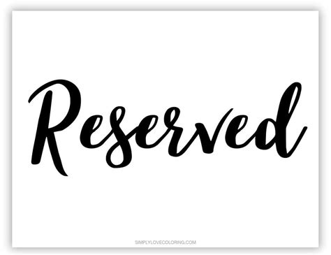 Printable Reserved Signs For Wedding