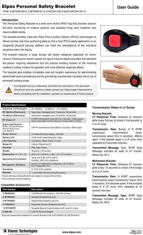 Elpas Solutions 5 Wtd41101 0 Quad Technology Wrist Tag User Manual