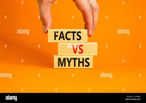 Facts Vs Myths Symbol Concept Words Facts Vs Myths On Wooden Blocks On