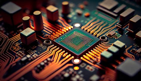 Premium Photo Close Up Of An Electrical Circuit Board With A Cpu A Microchip And Other