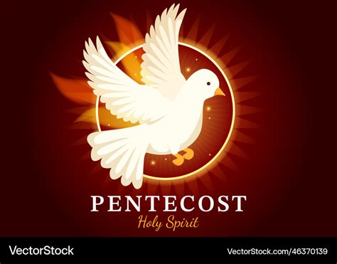 Pentecost Sunday With Flame And Holy Spirit Dove Vector Image