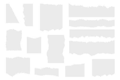 가장자리나 모서리가 찢어진 사실적인 종이 조각을 비웁니다 손상된 구조를 가진 벡터 격리 된 빈 시트 찢어진면이있는 다양한 메모 찢어진 메시지 또는 메모장 편지지 비우기