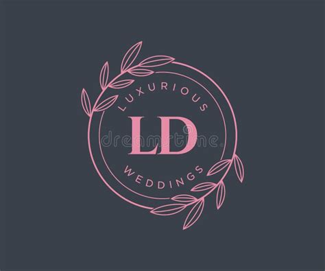 Ld Initials Letter Wedding Monogram Logos Template Hand Drawn Modern Minimalistic And Floral