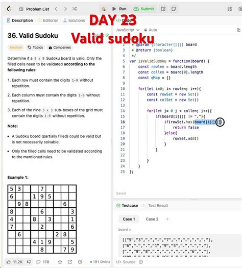 Valid Sudoku Coding Dsa Programminglanguage Python Javascript Dsapatterns Youtube