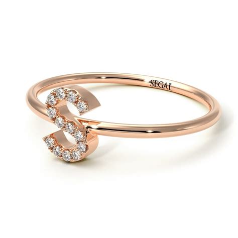 Initial Diamond Ring Rose Gold 14k 18k Rose Gold Ring With Initial