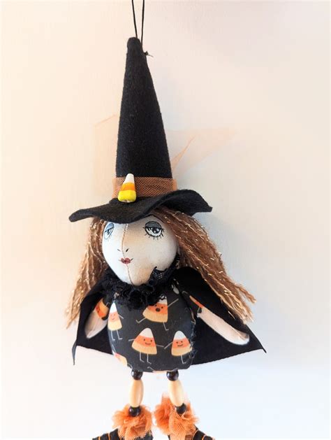 Cornelia The Candy Corn Witch A Spooky Doodle Ornament Etsy