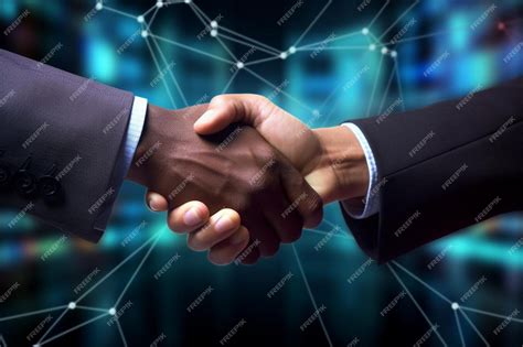 Business Handshake With Digital Network Overlay Professional Business