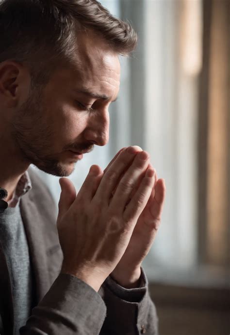 A Close Up Of A Man In A Suit Praying Seaart Ai