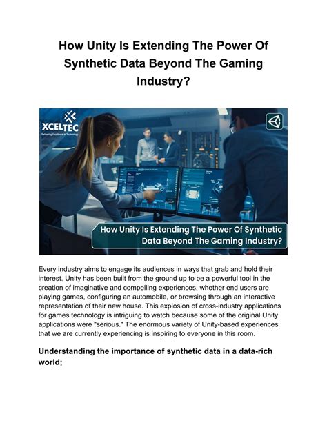 Ppt How Unity Is Extending The Power Of Synthetic Data Beyond The