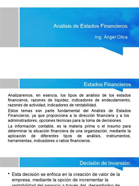 Análisis De Estados Financieros Pdf
