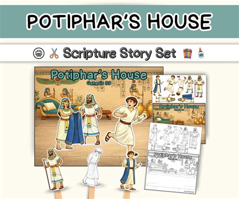 Joseph In Potiphars House Bible Story Visuals Worksheets And