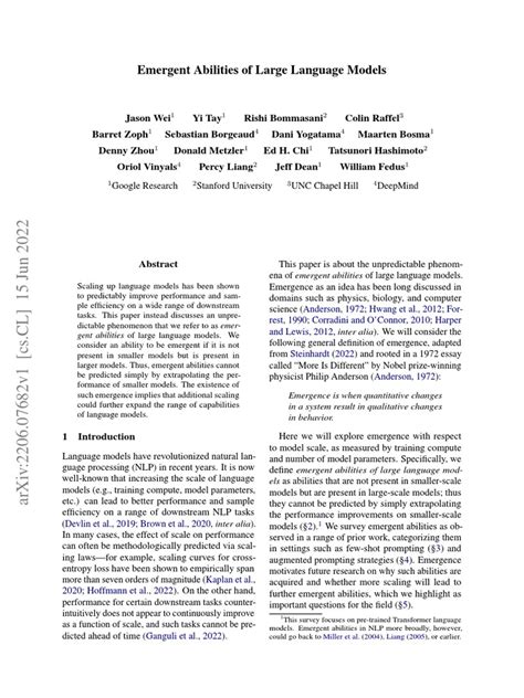Wei J Et Al 2022 Emergent Abilities Of Large Language Models