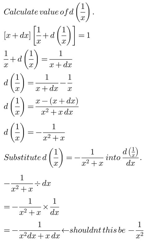 Me Trying To Proof The Derivative Of 1x Is 1x2 But Whats Wrong