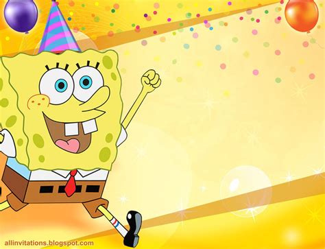 Invitación Bob Esponja Spongebob Card Background Spongebob Birthday