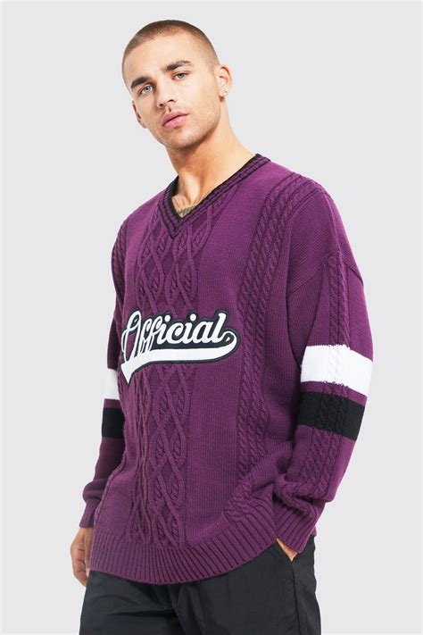 Cable Knit Varsity Official Jumper Boohoo