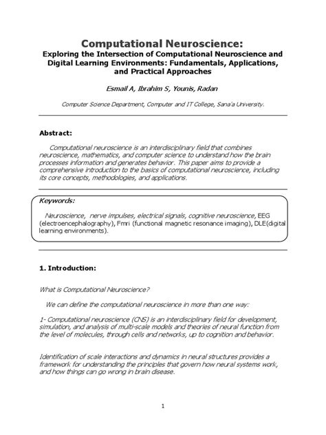 computational neuroscience pdf neuroscience computational