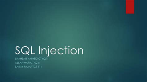 Ppt Sql Injection