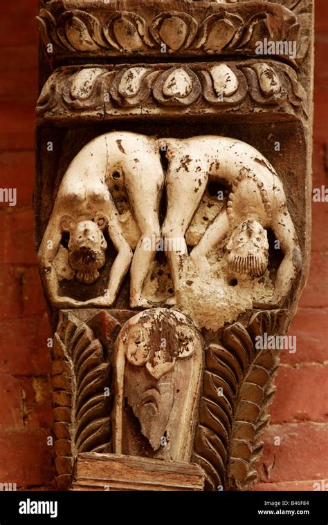 Erotic Wood Carving On Nepalese Temple Stock Photo Alamy