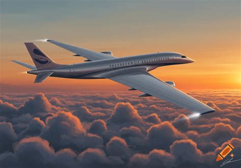 A Futuristic Silver Oblique Wing Airliner Flies Above Fluffy Clouds