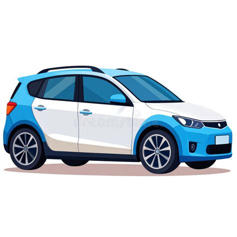 Blue And White Modern Compact Suv Illustration Stock Illustration
