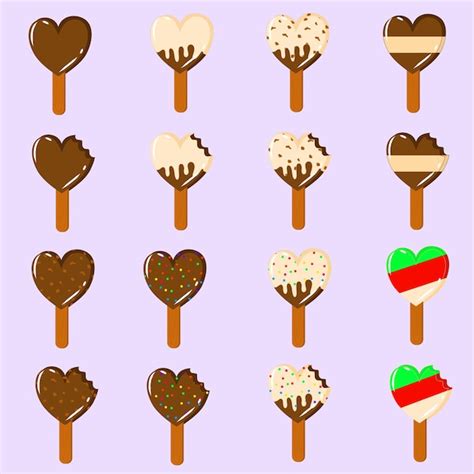 Premium Vector Popsicle Collection Set With Love Shape