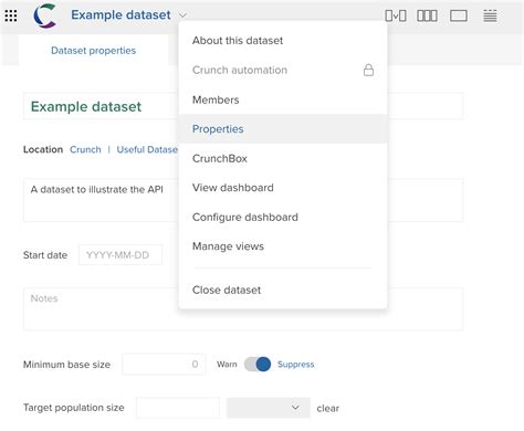 Dataset Properties Help Center