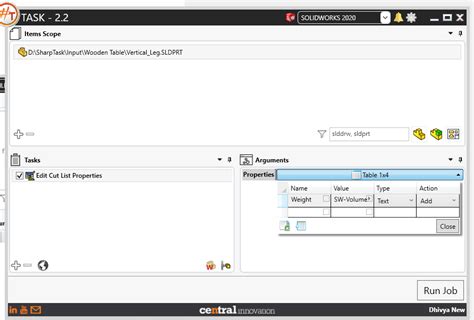 Edit Cutlist Properties Task Documentation