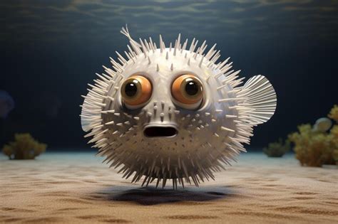 Premium Photo A Closeup Of A Pufferfish Inflated In A Defensive 00018 02