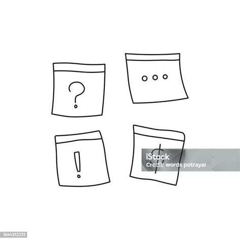 손으로 그린 아이들은 만화 벡터 그림 스티커 메모 아이콘을 흰색 배경에 격리 0명에 대한 스톡 벡터 아트 및 기타 이미지 0명 공란 끈적거리는 Istock