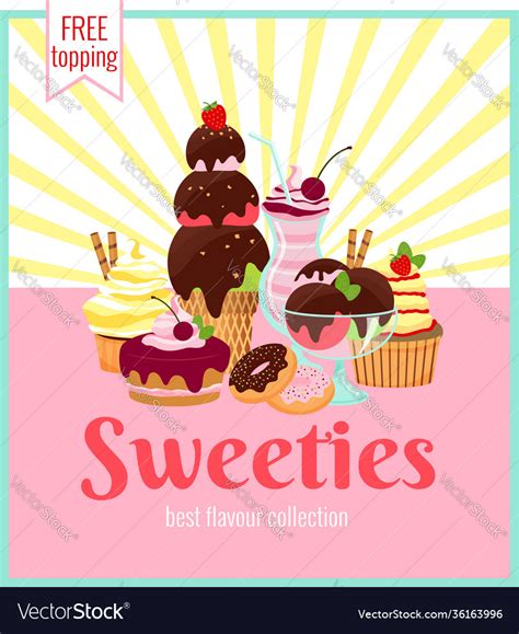 Sweeties Retro Poster Design Royalty Free Vector Image