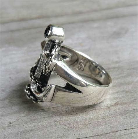 Large Anchor Ring Sterling Silver Nauticalsailorsurfpirate