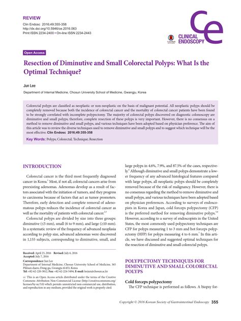 Pdf Resection Of Diminutive And Small Colorectal Polyps What Is The Optimal Technique