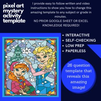 Mystery Digital Editable Low Prep Ice Pixel Art Reveal Template